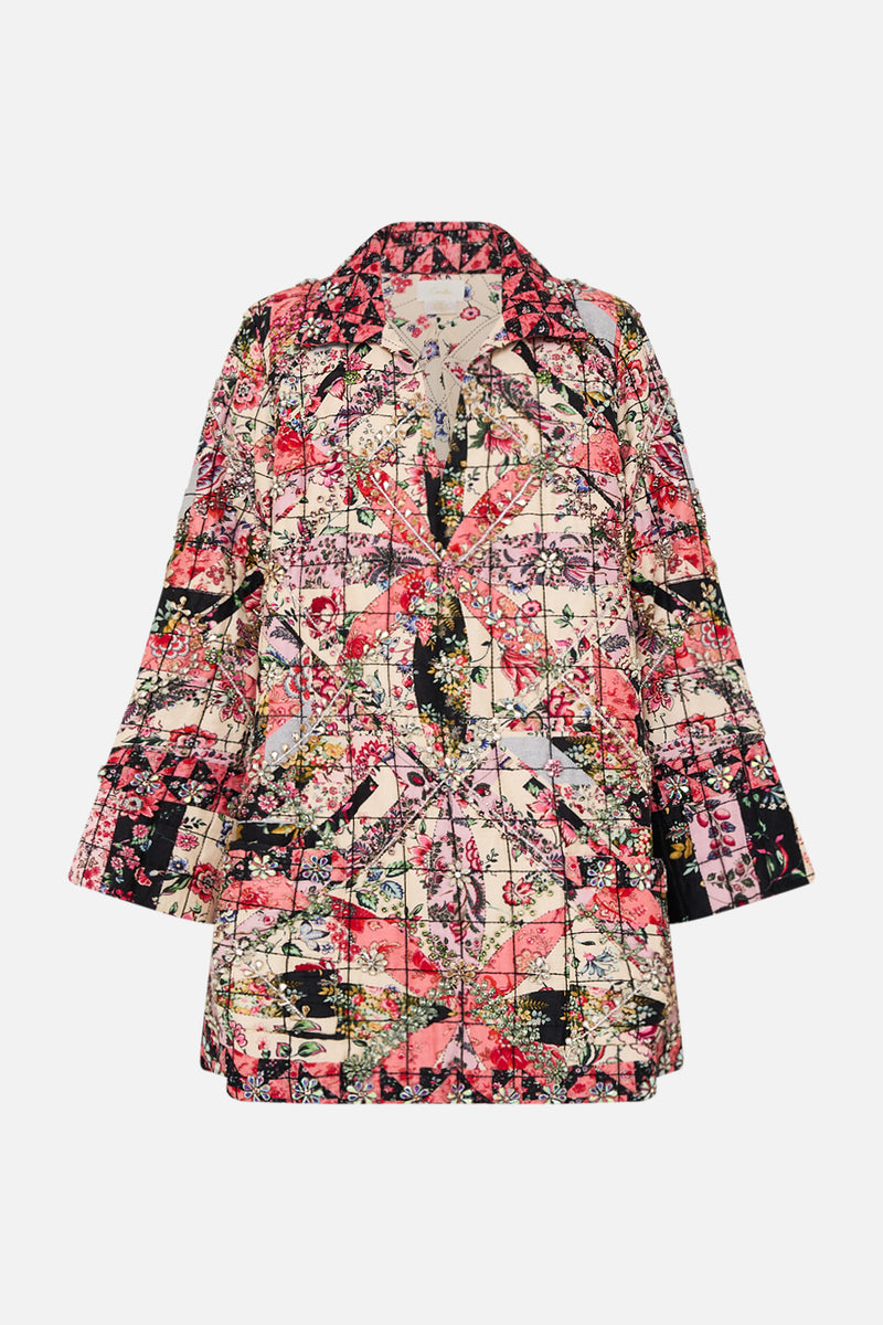 The Patchwork Poetry Long Sleeve Tunic with Rhinestone Crystals ...