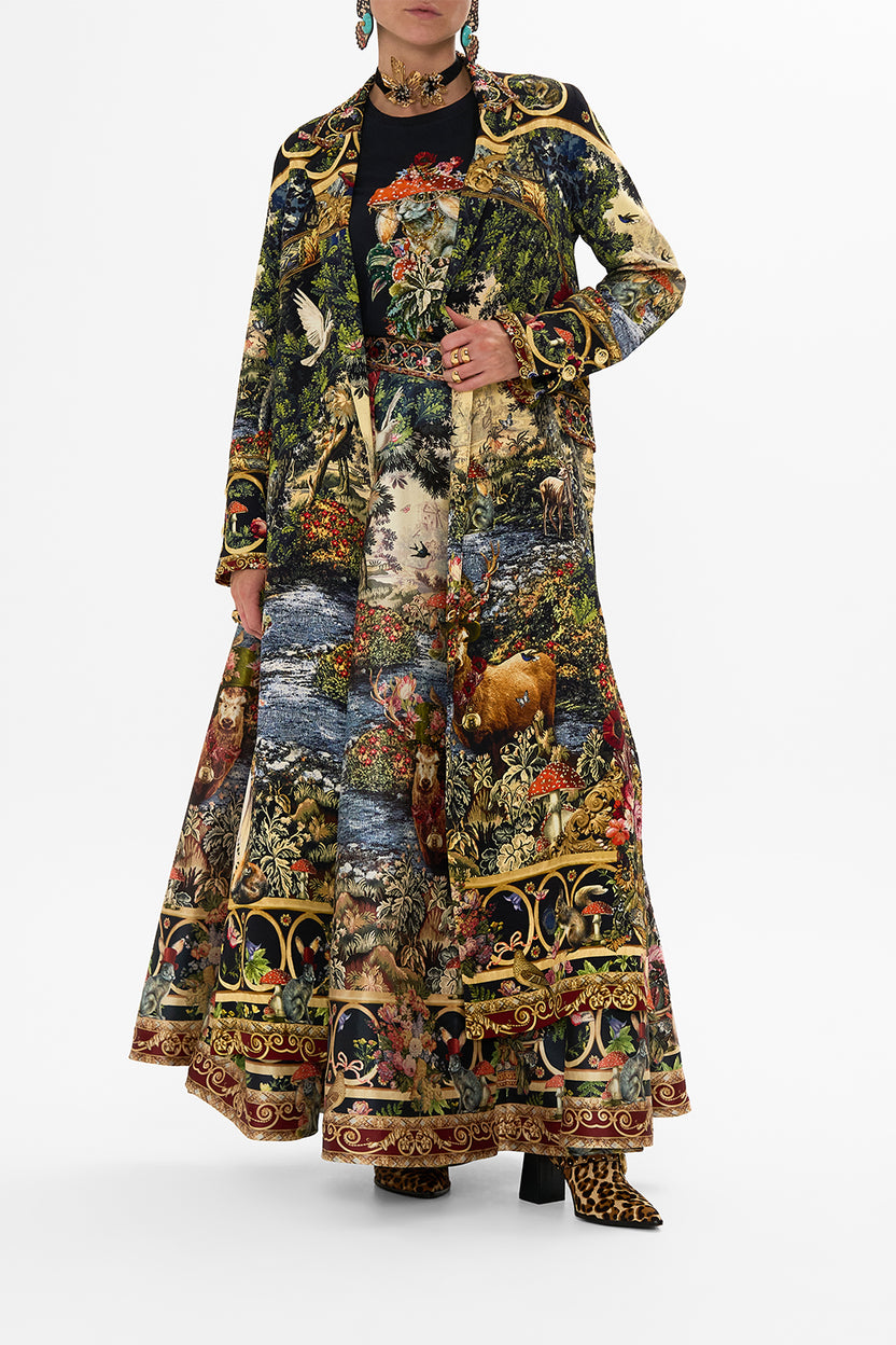 The Tapestry Totems Coat with Wide Cuffs and Short Side Splits ...
