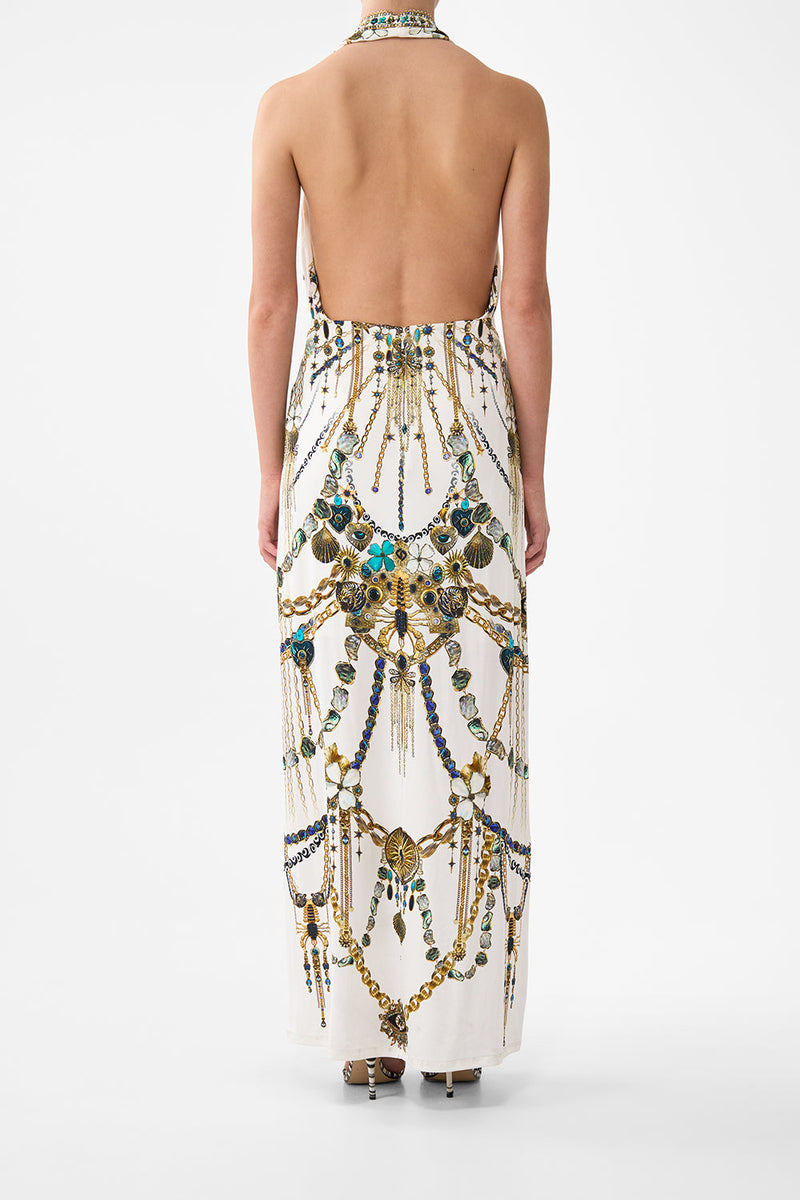 Chain Gang Deep Cowl Plunge Dress | CAMILLA EU – CAMILLA UK